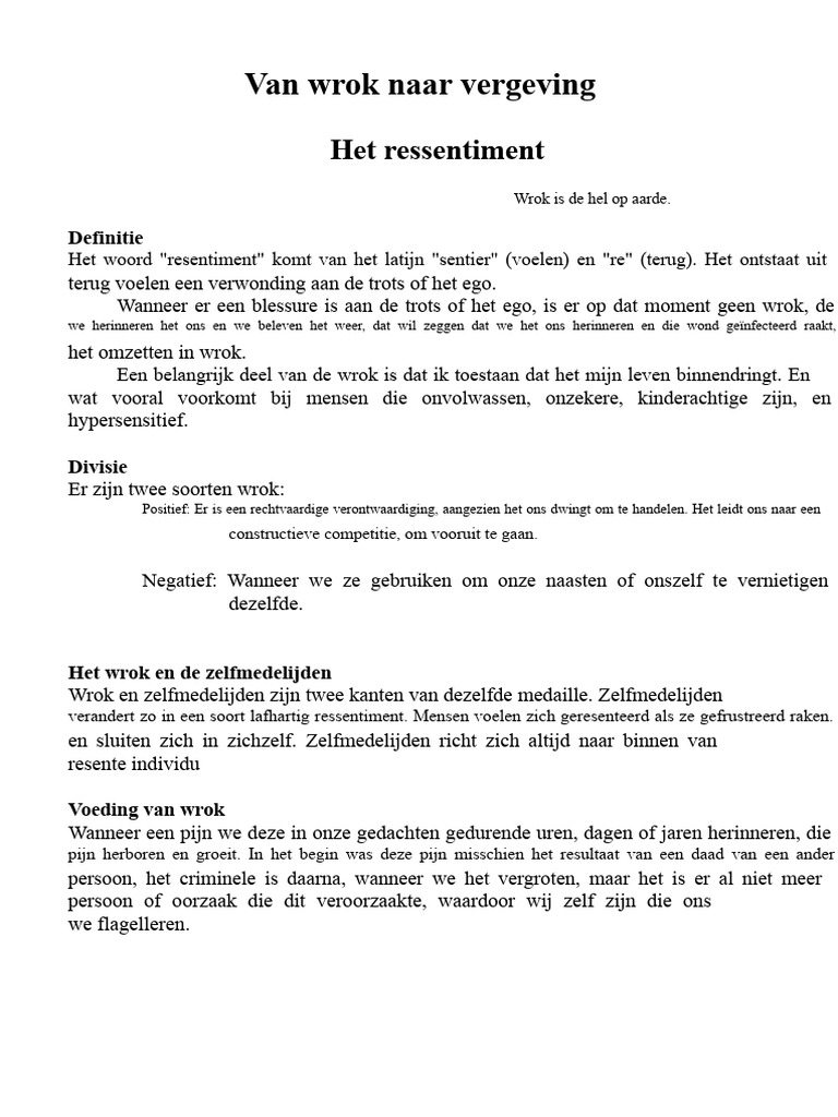 Van Wrok Naar Vergeving | PDF