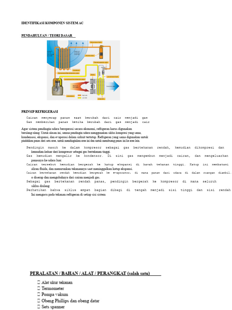 Identifikasi Komponen Sistem AC | PDF