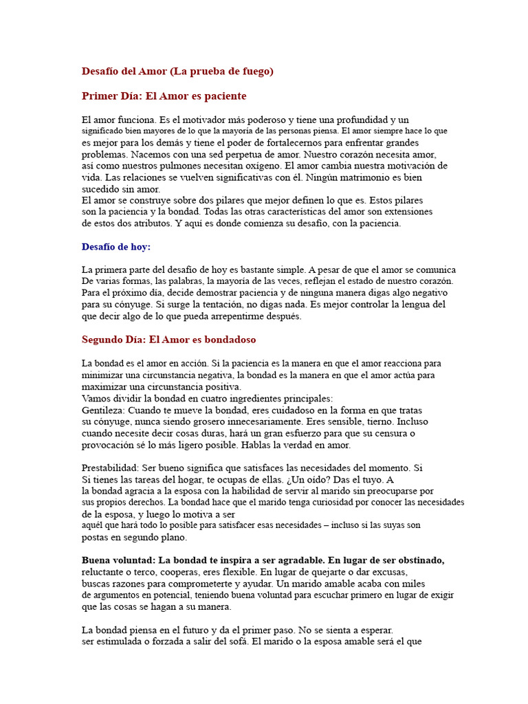 Desafío Del Amor (40 Días de Desafío) | PDF | Amor | Oración