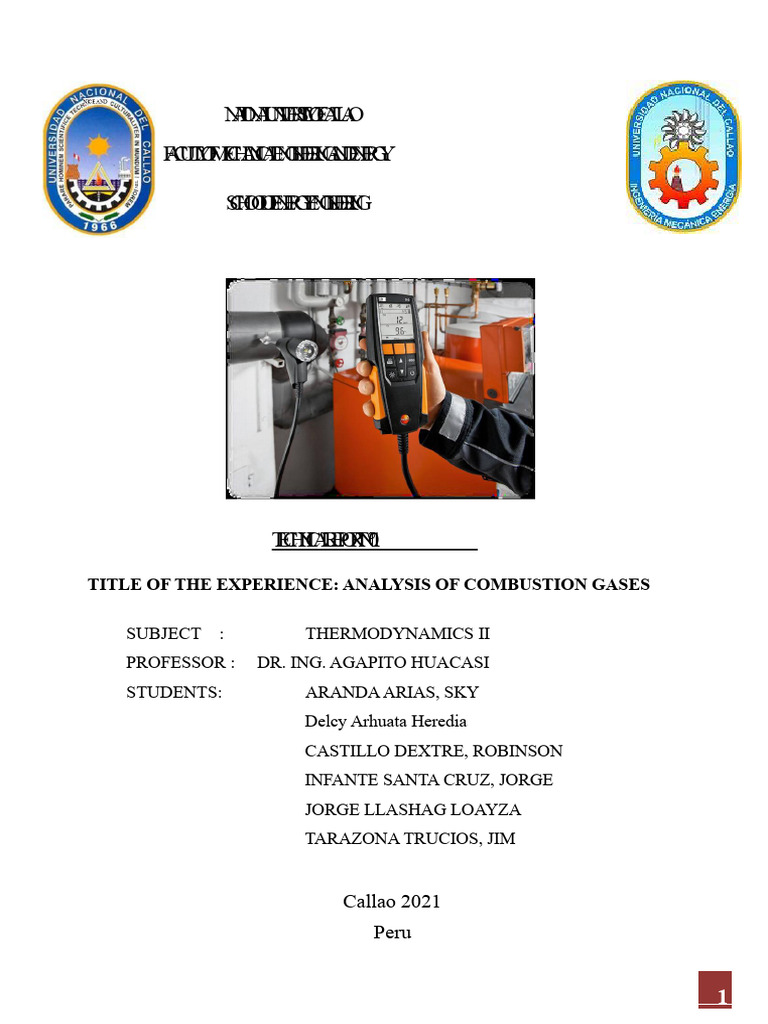Laboratory No. 1 Analysis of Combustion Gases - Thermodynamics II | PDF ...