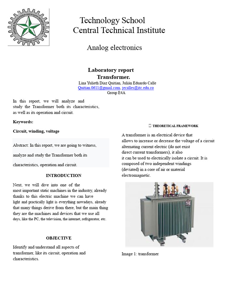 Transformer Analysis and Applications Report | PDF | Transformer ...