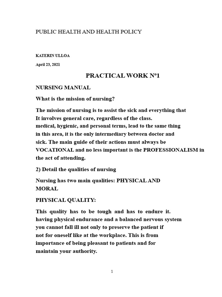 Nursing Mission and Principles Explained | PDF | Nursing | Hygiene