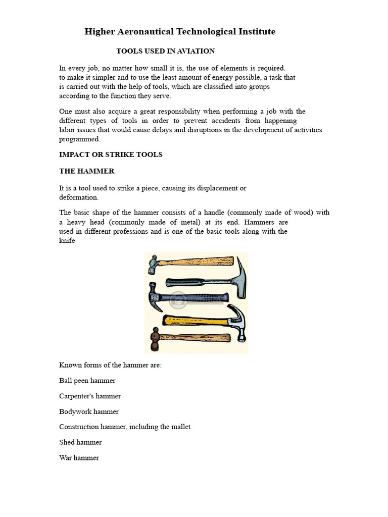 Essential Aviation Tools Explained | PDF | Sheet Metal | Tools