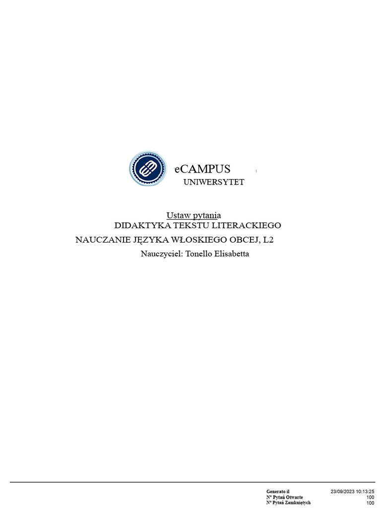 Dydaktyka Tekstu Literackiego | PDF