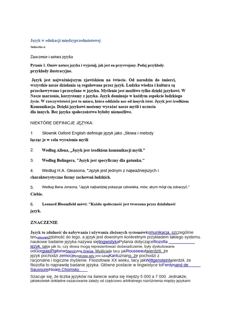 Język W Całym Programie Nauczania | PDF