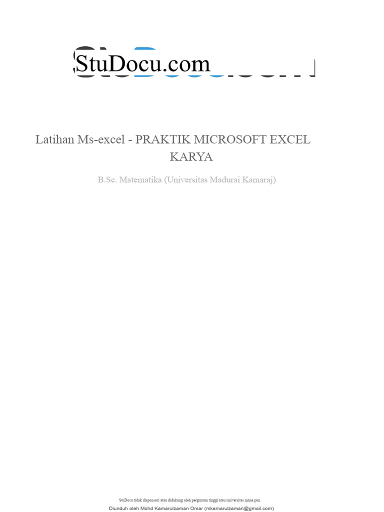 Latihan Ms Excel Pekerjaan Praktis Microsoft Excel | PDF