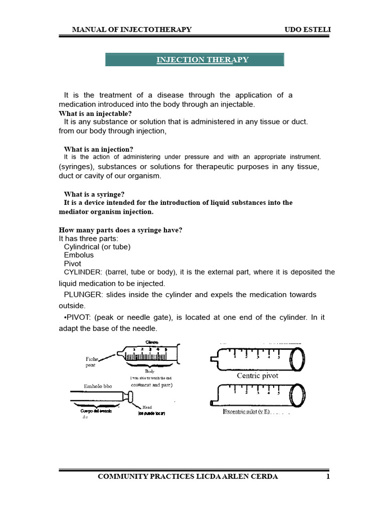 Injectotherapy Manual: Injection Techniques | PDF | Injection (Medicine ...