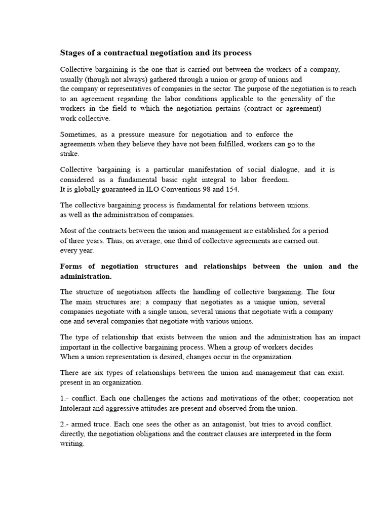 Stages of A Contractual Negotiation and Its Process | PDF | Collective ...