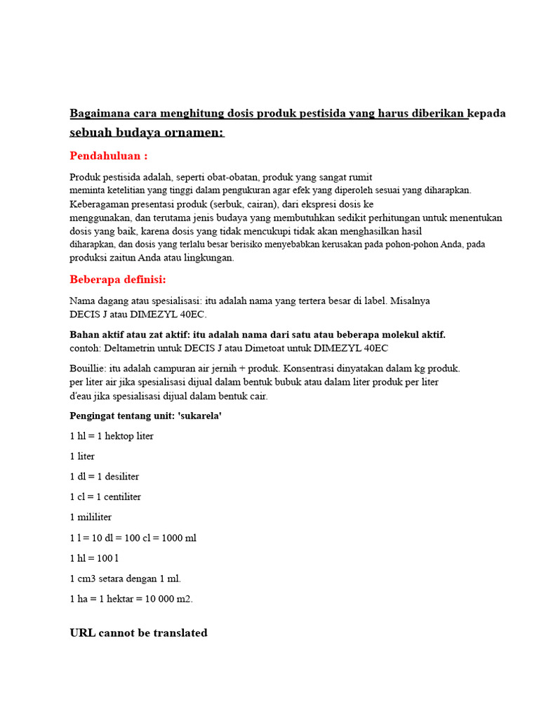 Cara Hitung Dosis Pestisida Tepat | PDF