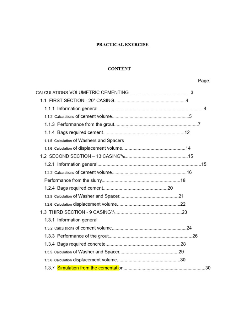 Practical Exercise Cementation | PDF | Casing (Borehole) | Chemical Engineering