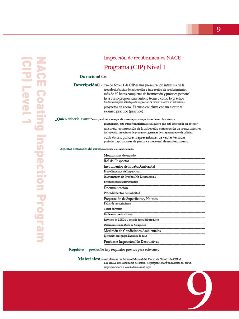 Curso NACE CIP Nivel 1: Inspección de Recubrimientos | PDF