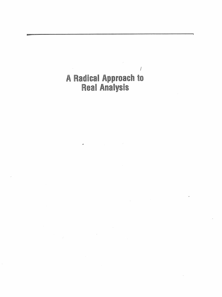 Radical Approach To Real Analysis | PDF