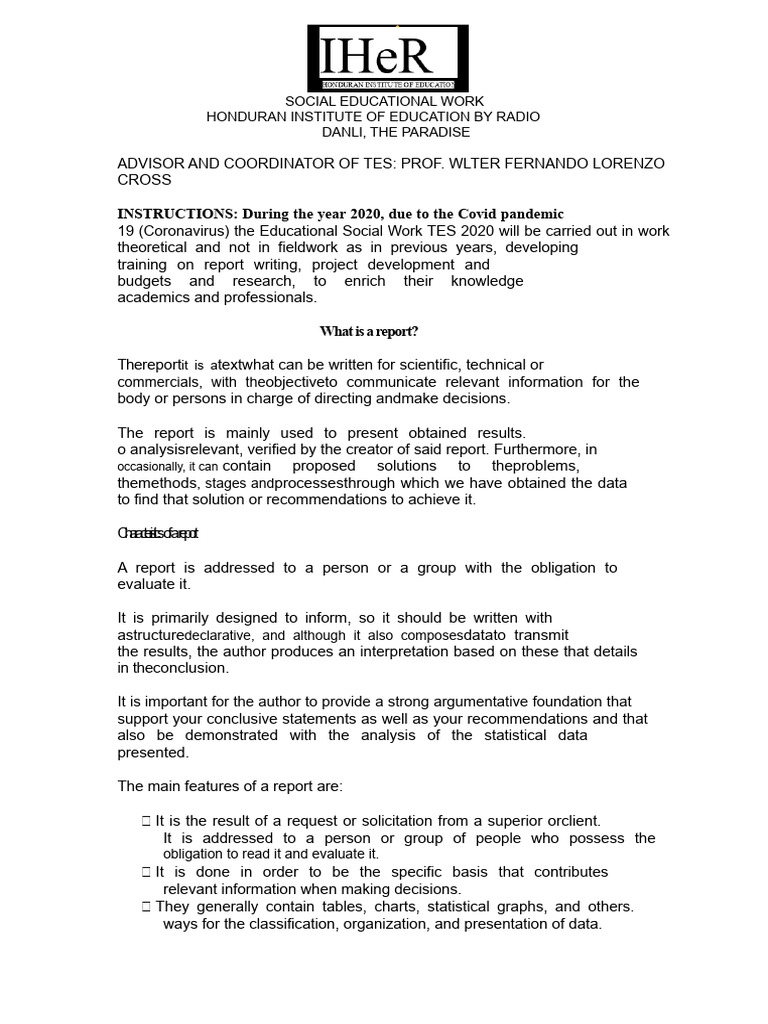 Social Educational Work Report Guide | PDF | Data | Information