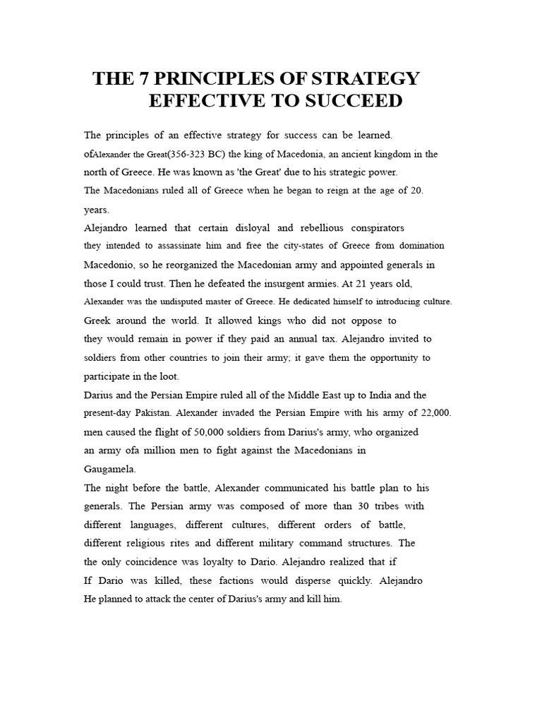 Alexander's 7 Strategic Principles | PDF | Alexander The Great ...