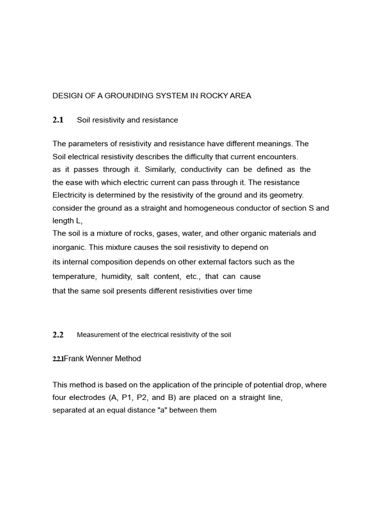 Grounding System Design in Rocky Areas | PDF | Electrical Resistivity ...