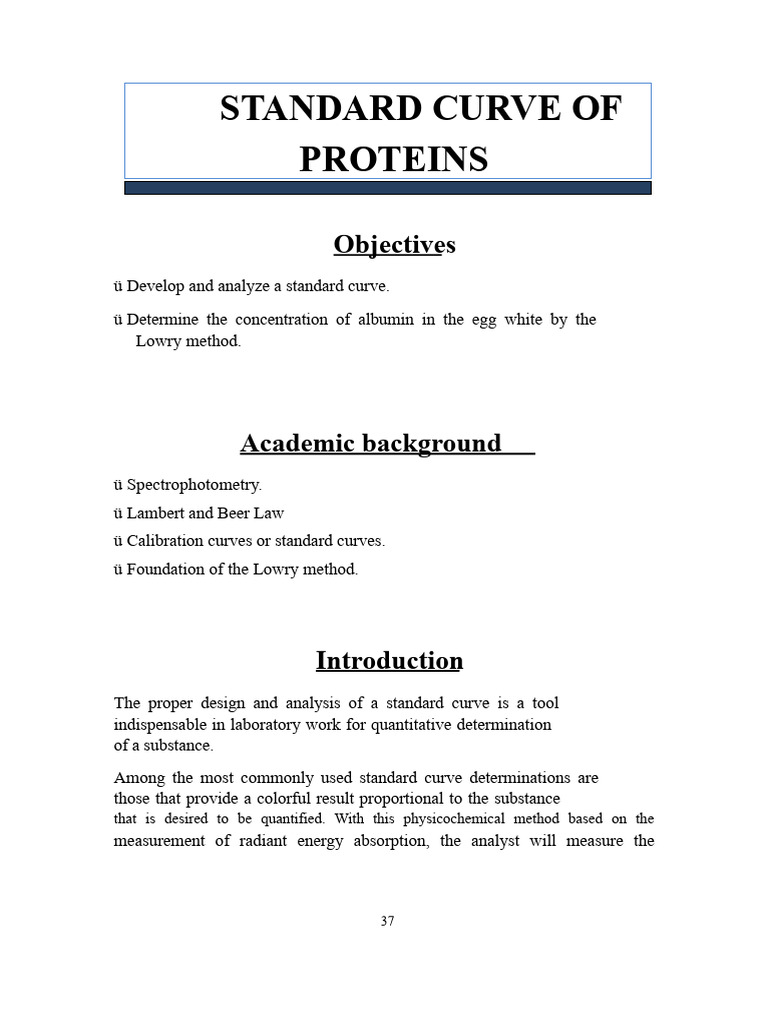 Protein Standard Curve Analysis Guide | PDF | Spectrophotometry ...