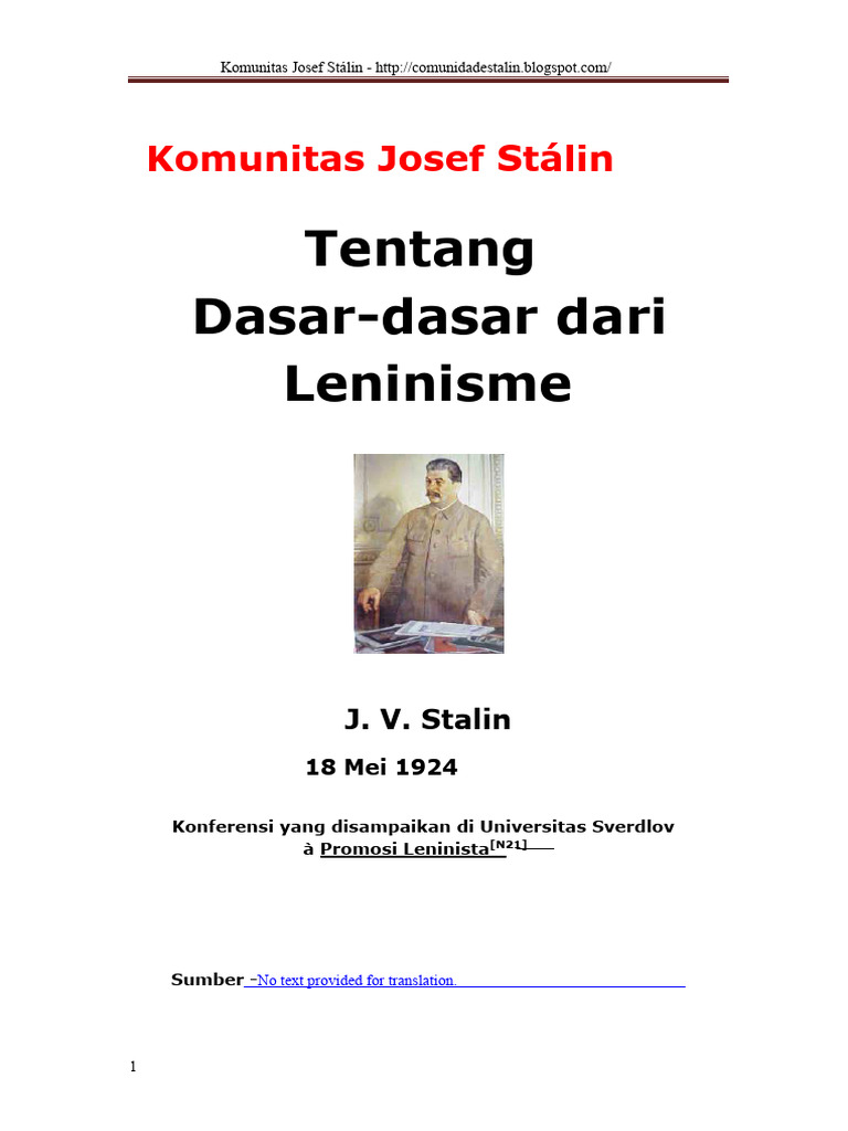 Dasar-Dasar Leninisme oleh Stalin | PDF