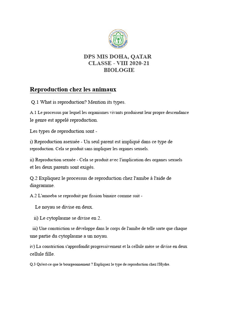 Reproduction animale : types et processus | PDF | Fécondation | Utérus