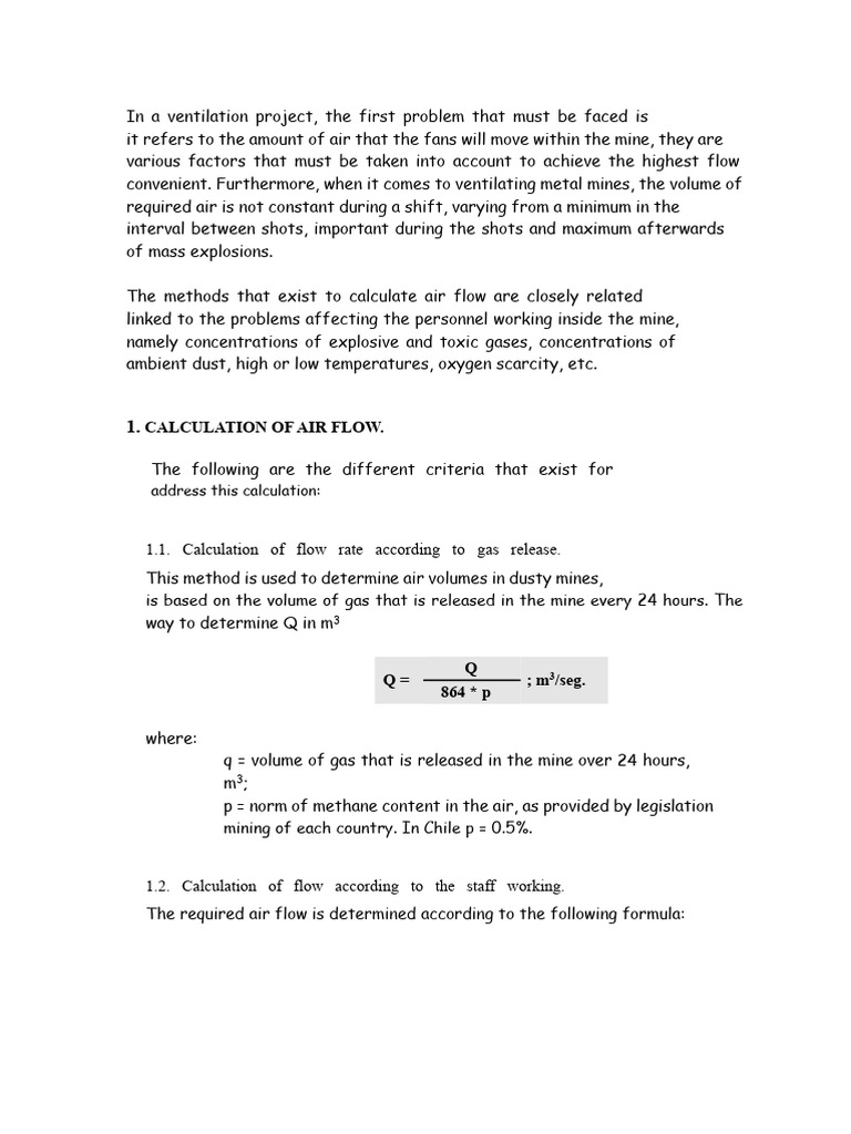 Calculation of Air Flow in A Mine | PDF | Exhaust Gas | Engines