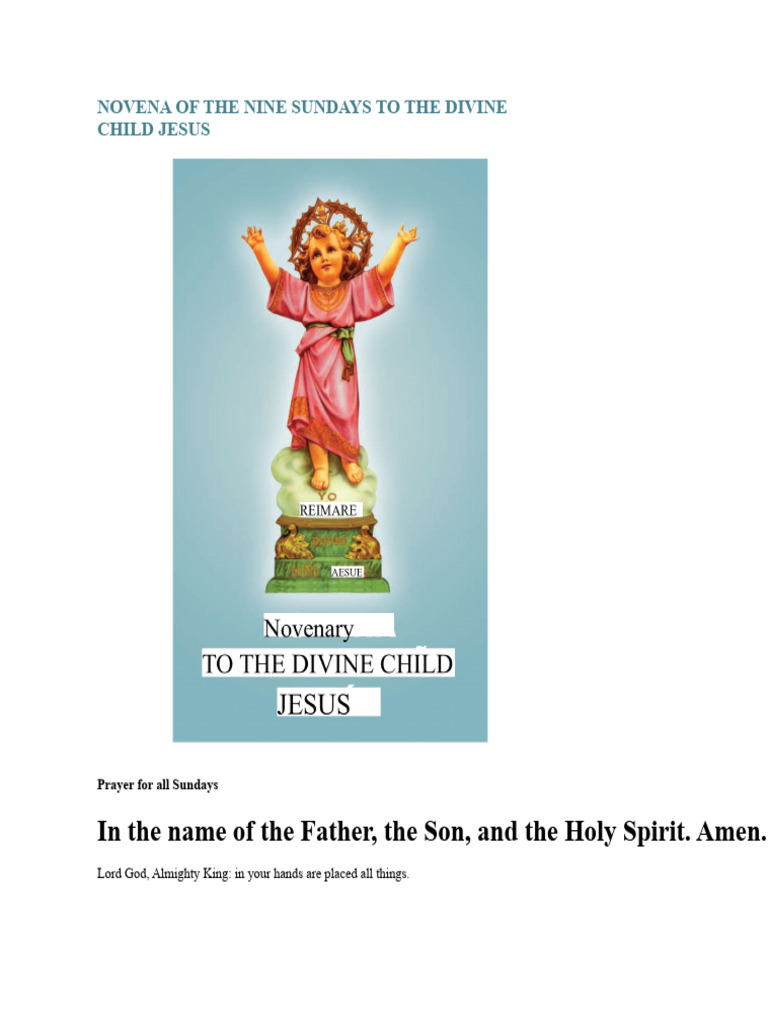 Novena to the Divine Child Jesus | PDF | Jesus | Lord's Prayer