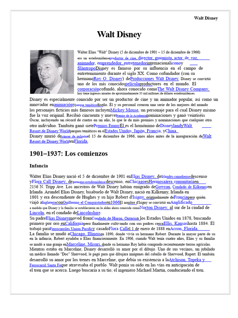 Walt Disney Como Un Empresario Exitoso | PDF | La compañía Walt Disney ...