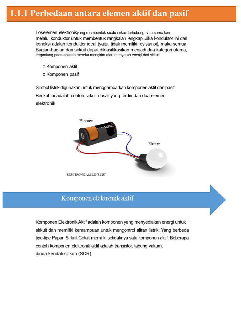 Perbedaan Komponen Aktif dan Pasif | PDF
