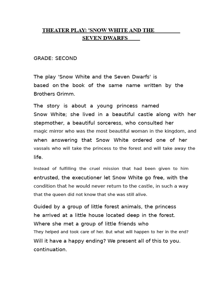 Summary of Snow White and The Seven Dwarfs | PDF