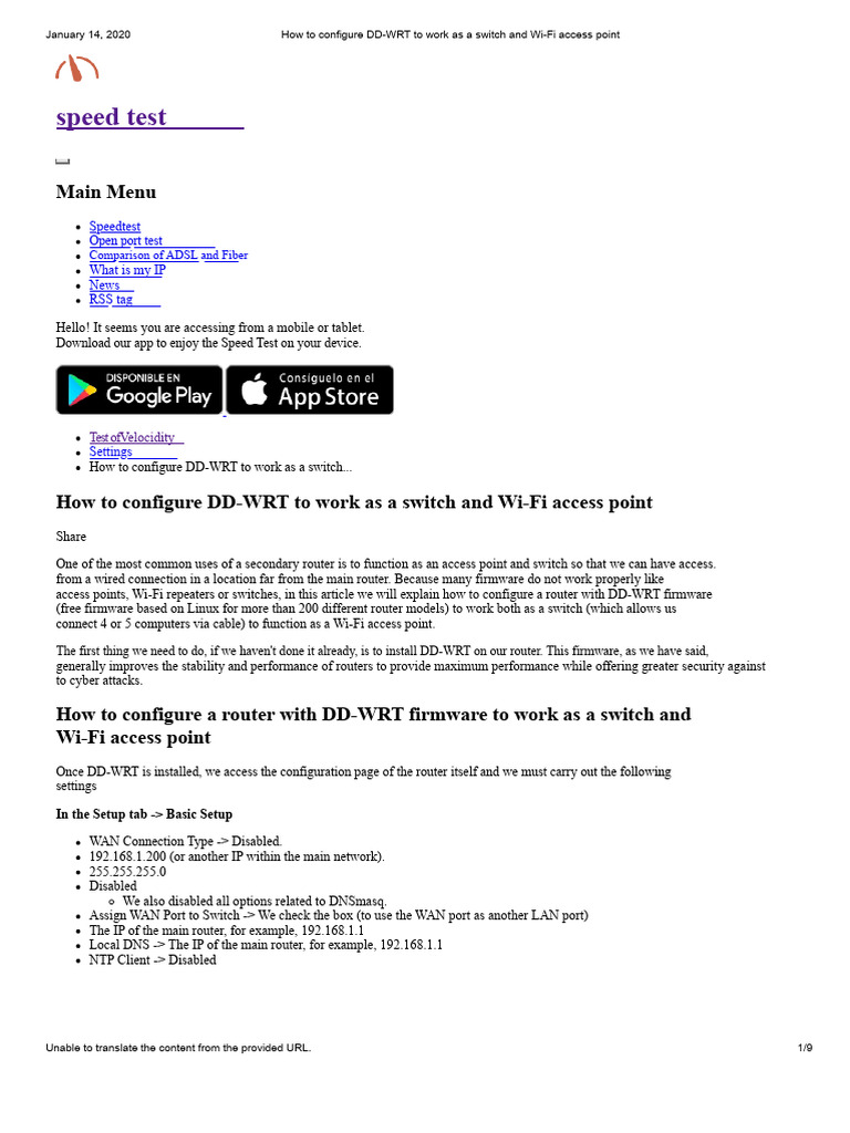 How To Configure DD-WRT To Work As A Switch and Wi-Fi Access Point | PDF | Wi Fi | Router ...