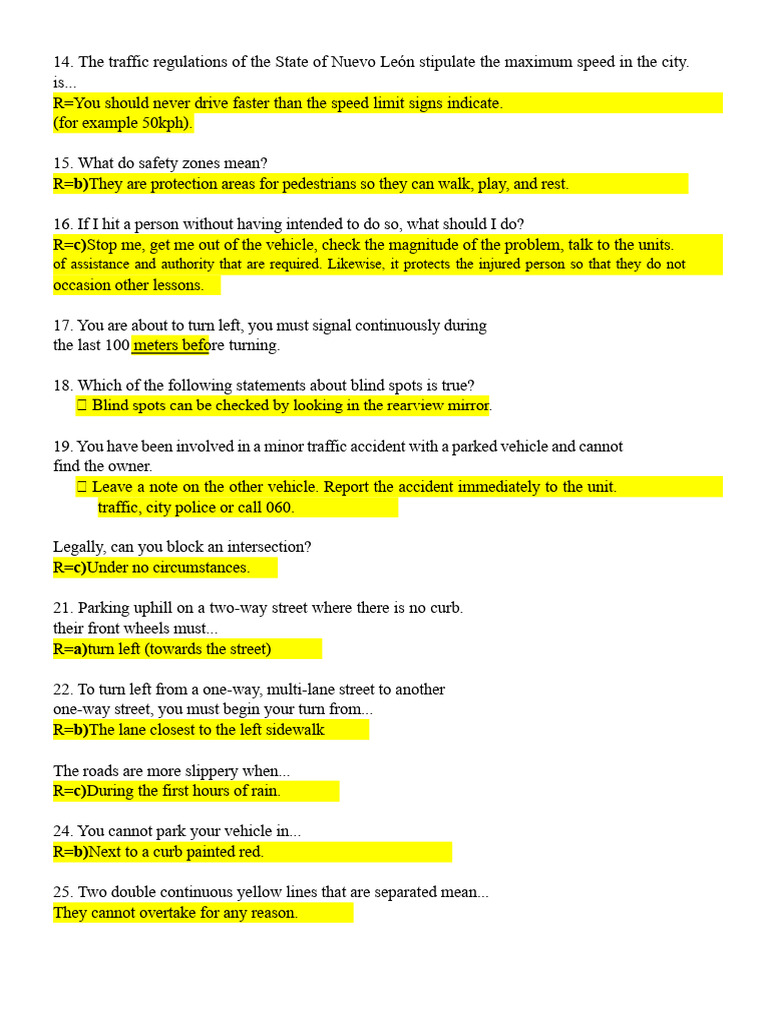 English Exam Answers EXCII | PDF | Traffic | Intersection (Road)