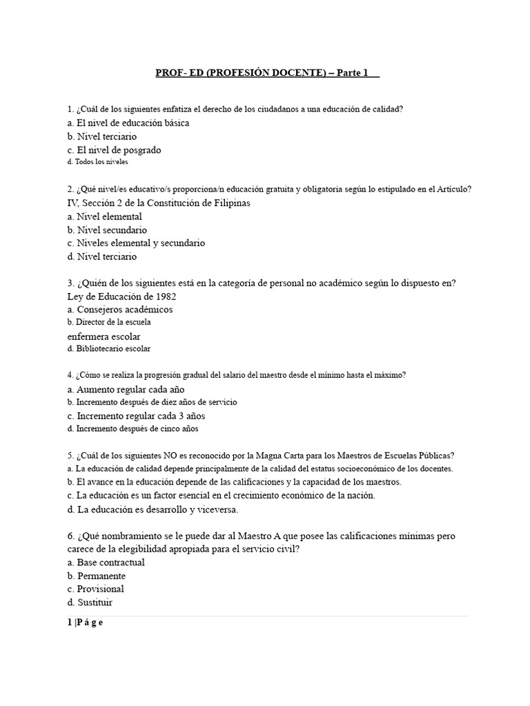 ProfEd - (Profesión Docente) - Parte 1 | PDF | Educación Secundaria | Maestros
