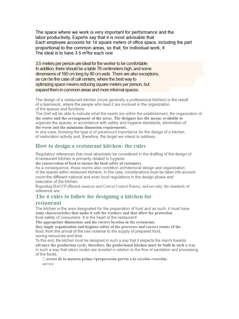 Restaurant Kitchen Size Guidelines | PDF | Kitchen | Restaurants