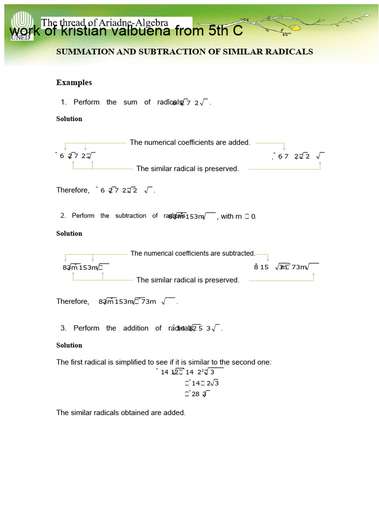 Add and Subtract Like Radicals | PDF | Chess | Chess Theory
