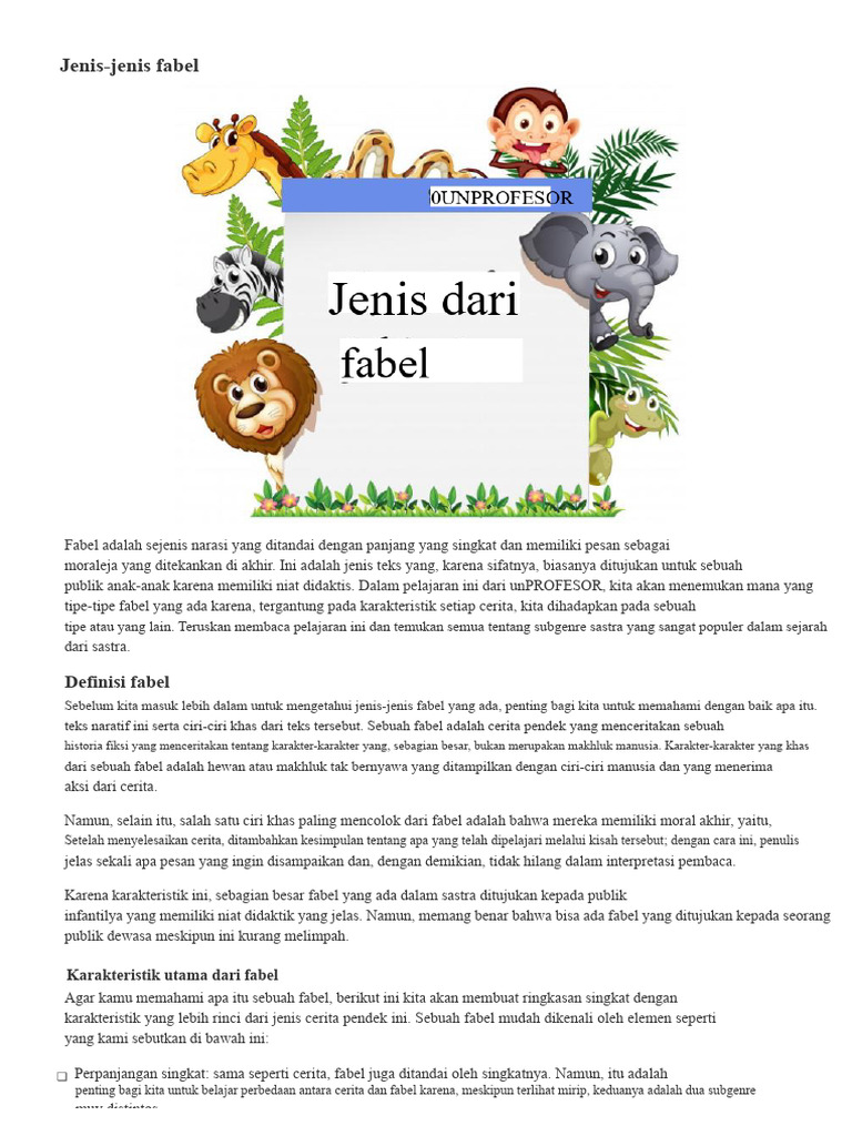Jenis-Jenis Fabel | PDF