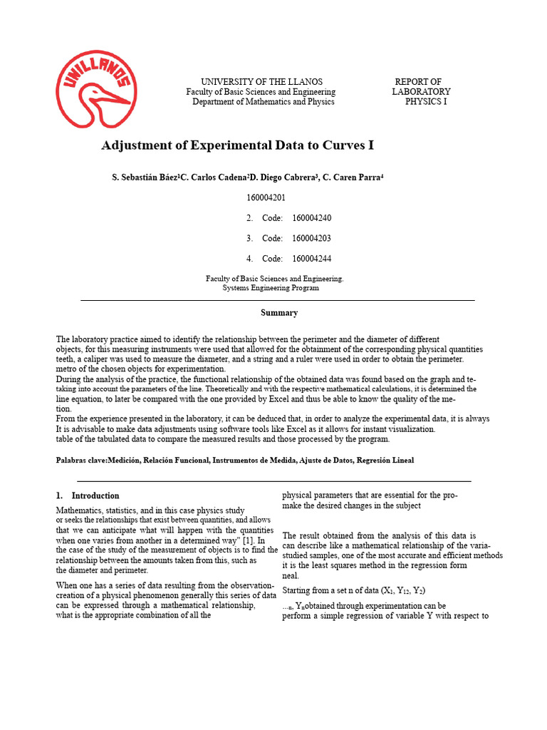 Data Fitting in Physics Laboratory | PDF | Least Squares | Regression ...