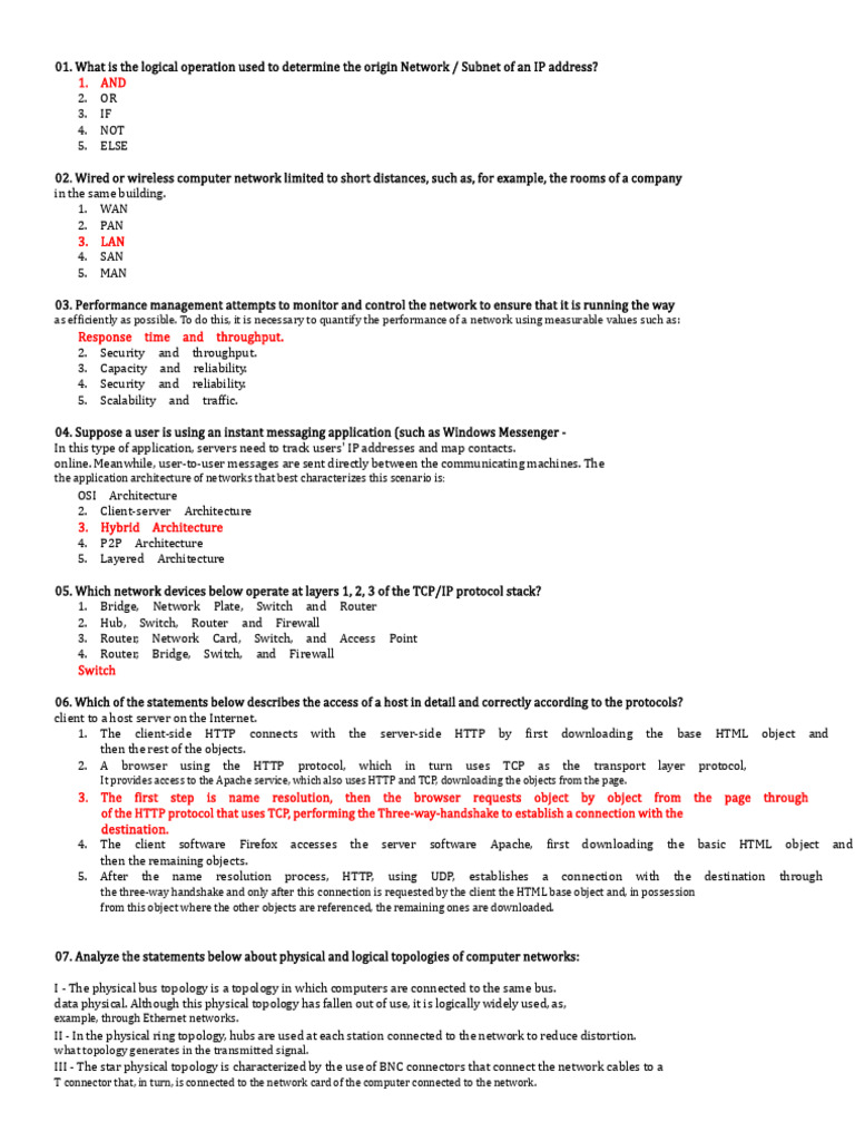 Computer Networks - 127 Questions | PDF | Computer Network | Network ...