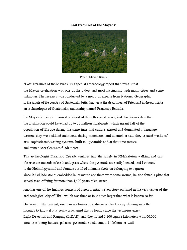 Lost Treasures of The Mayans | PDF | Maya Civilization | Knowledge