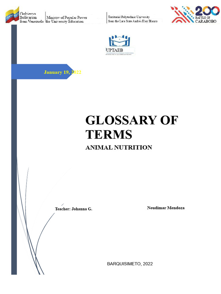 Glossary of Animal Nutrition Terms | PDF | Calorimetry | Nutrition