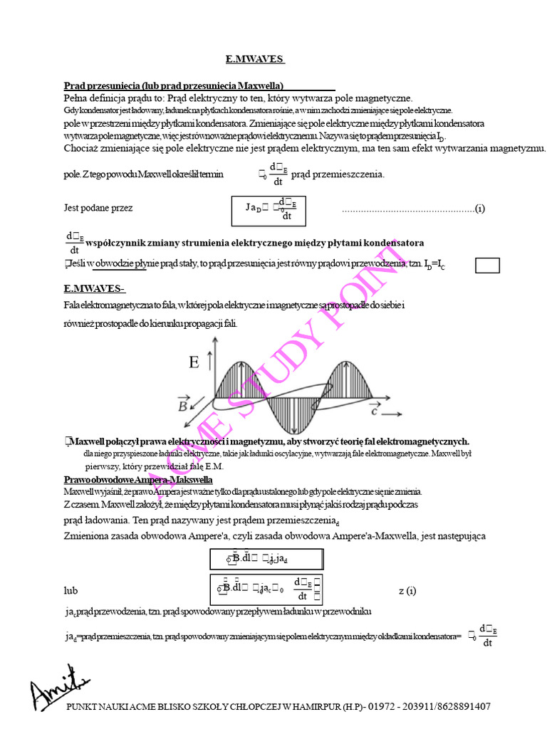 Notatki o Falach Elektromagnetycznych Dla Klasy XII | PDF