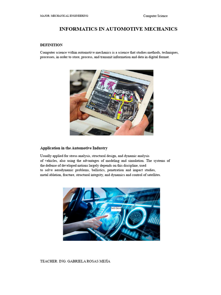 Computer Science in Automotive Mechanics | PDF