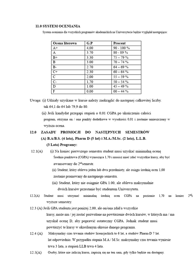 Zasady GPA GCUF | PDF