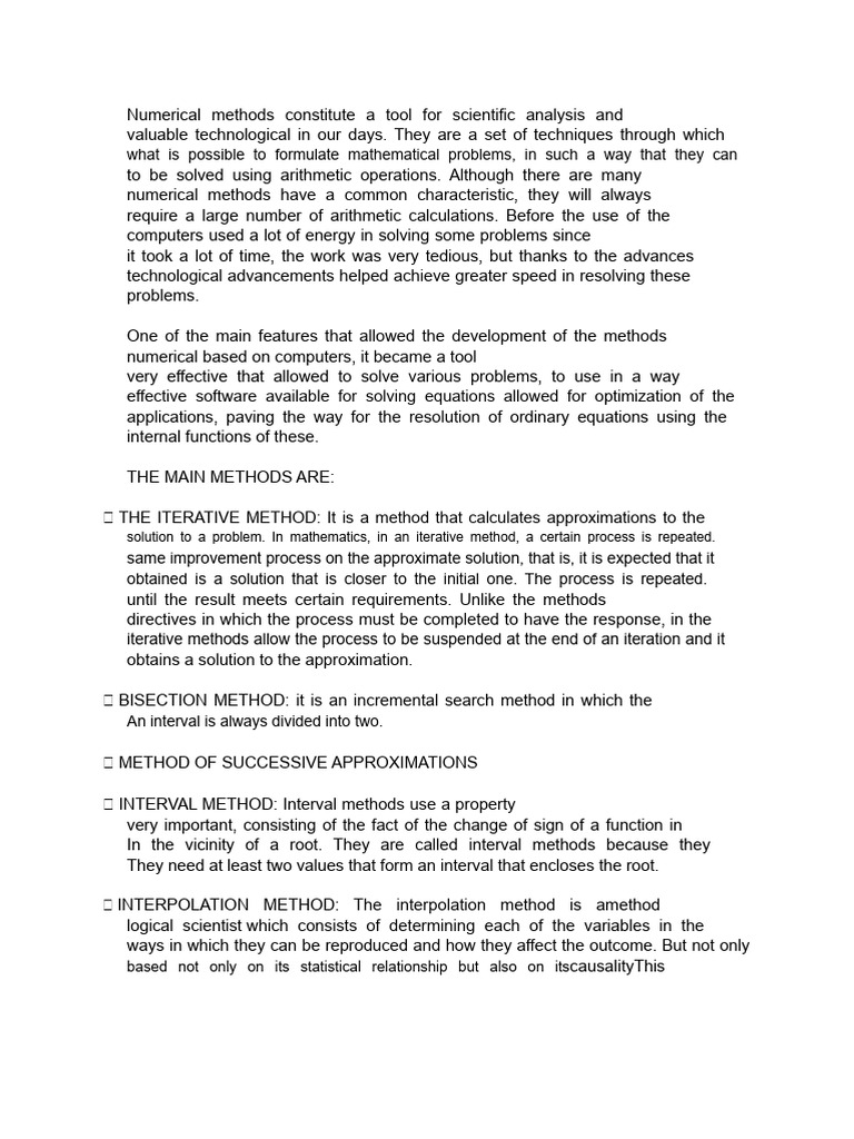 Numerical Methods in Chemical Engineering Essay | PDF | Numerical Analysis | Mathematical ...