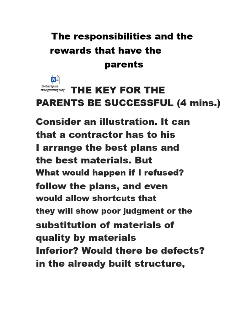 The Responsibilities and Rewards That Parents Have | PDF | Parenting ...