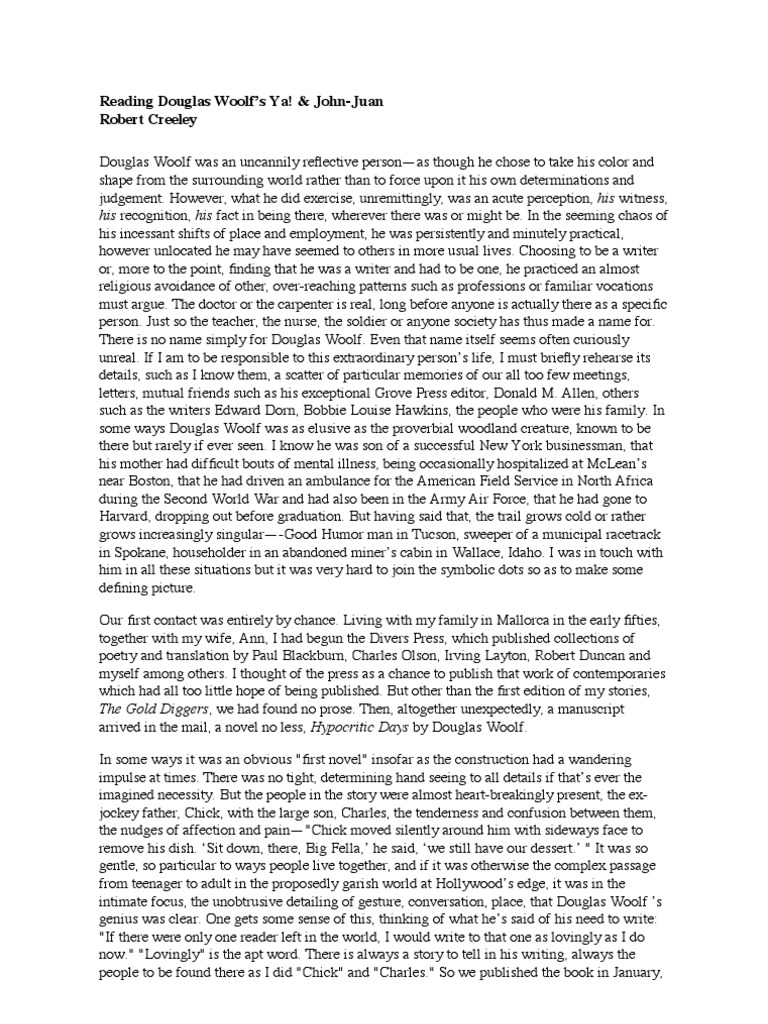 Douglas Woolf's Unconventional Fiction Explored | PDF