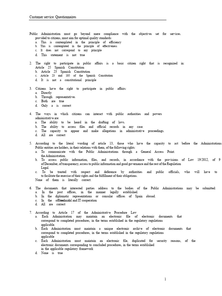 Citizen Attention Questionnaire | PDF | Information | Complaint