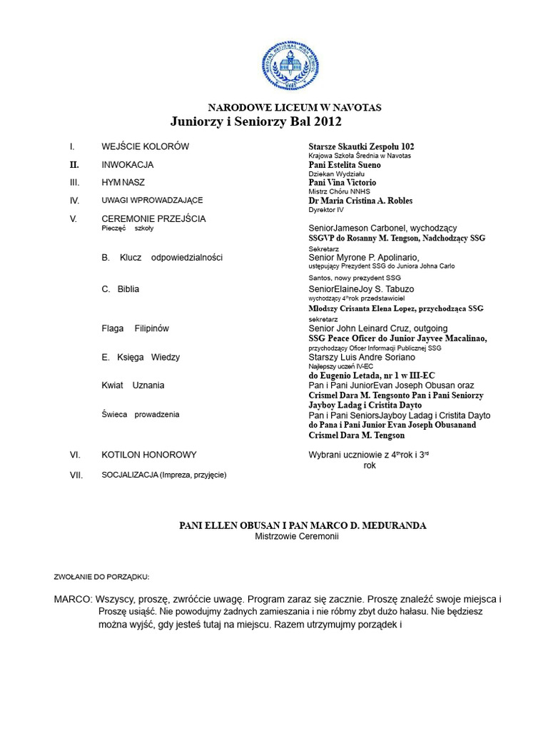 JS Prom Program Script | PDF