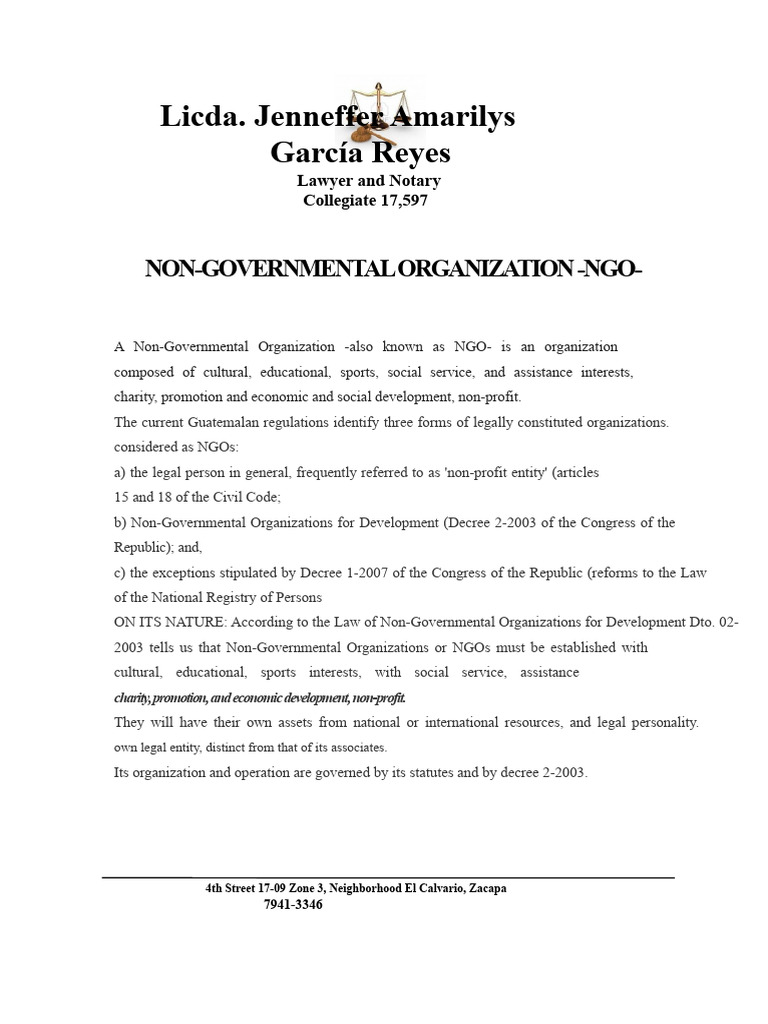 INFORMATION ON THE ESTABLISHMENT OF NGOs AND FOUNDATIONS | PDF | Non ...