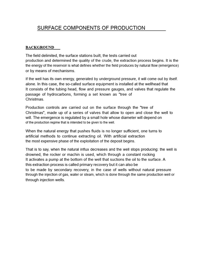 Surface Production Components | PDF | Casing (Borehole) | Valve