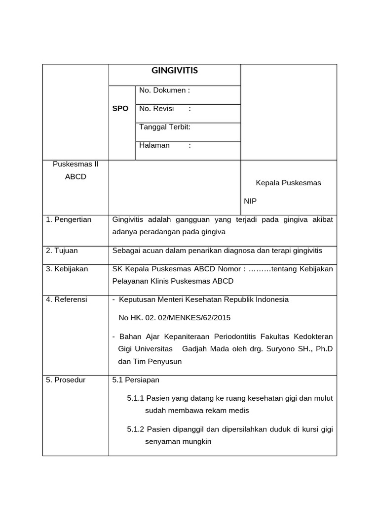SOP Gingivitis | PDF