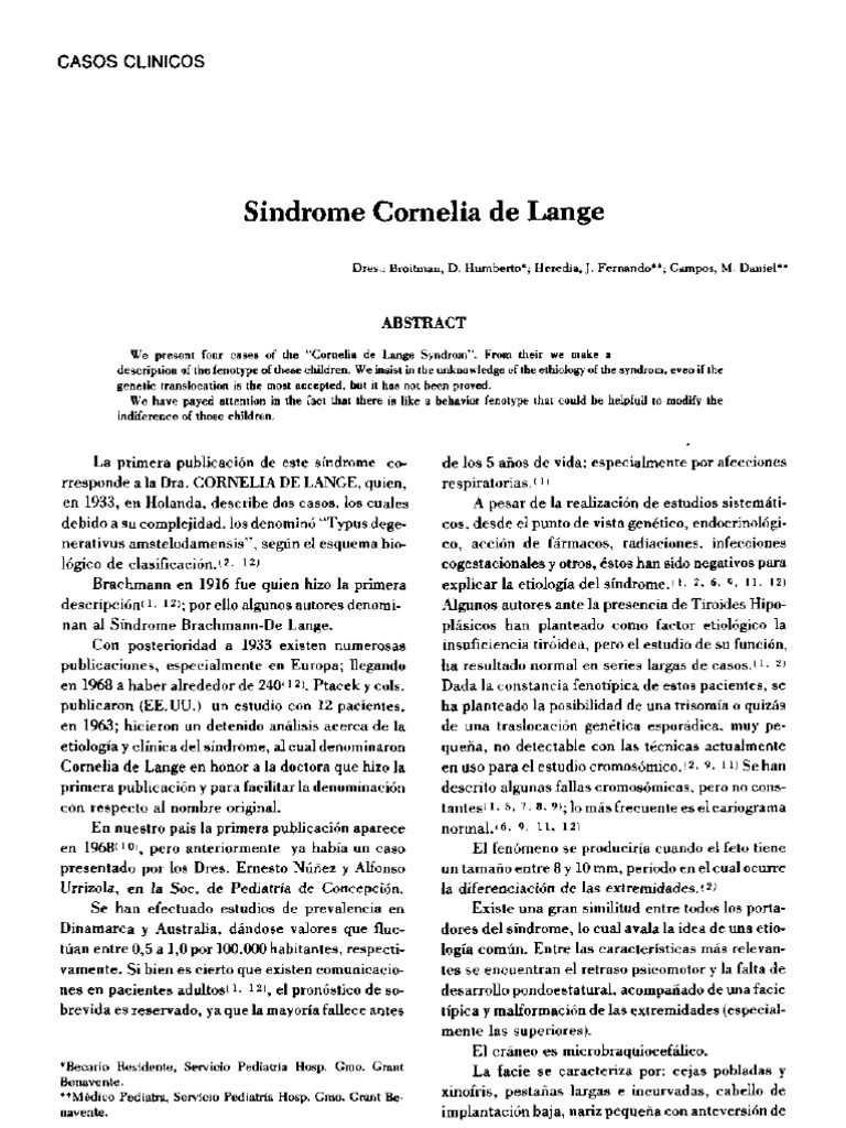 Cornelia de Lange | PDF | El embarazo | Especialidades Medicas