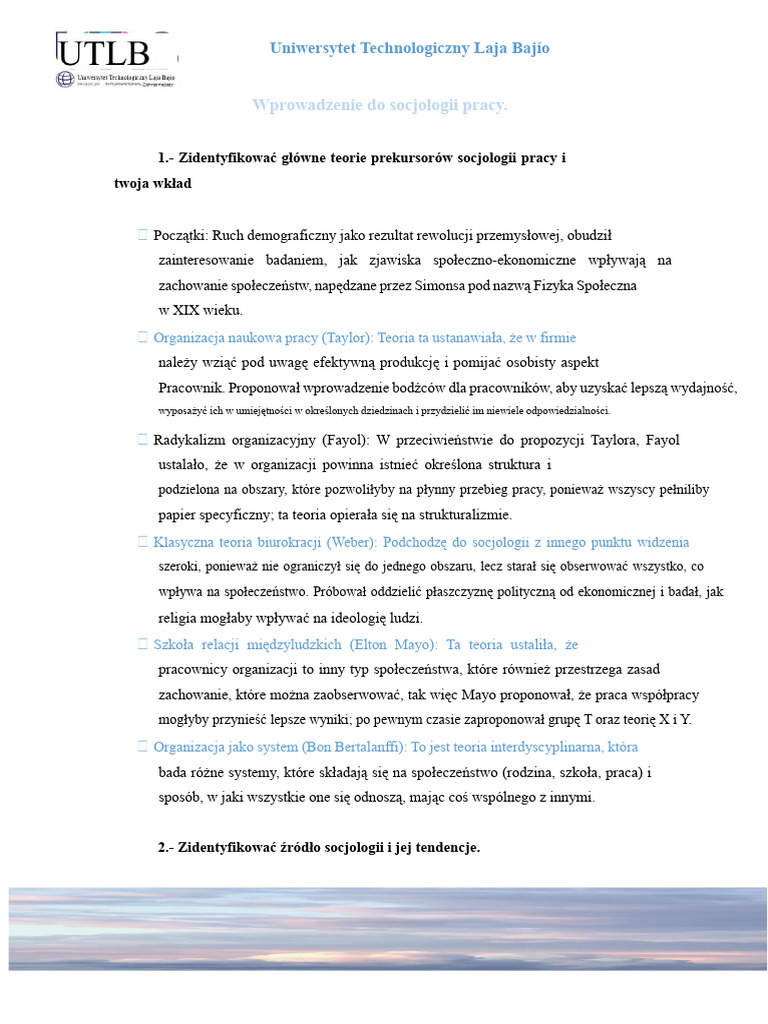Wprowadzenie Do Socjologii Pracy | PDF